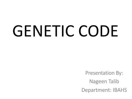 Genetic code and its properties | PDF