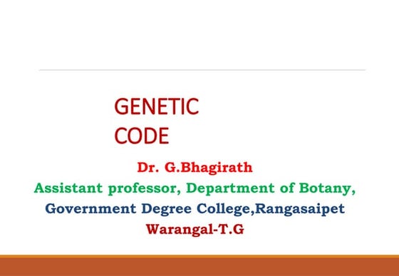 Genetic code ppt | PPTX | Programming Languages | Computing