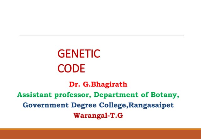 Genetic code ppt | PPTX