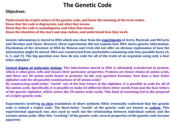 Genetic code and its properties | PPT