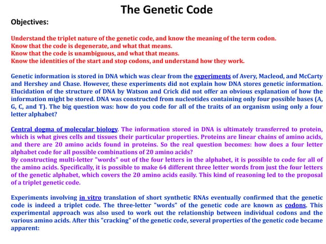 Deciphering of the genetic code | PPTX