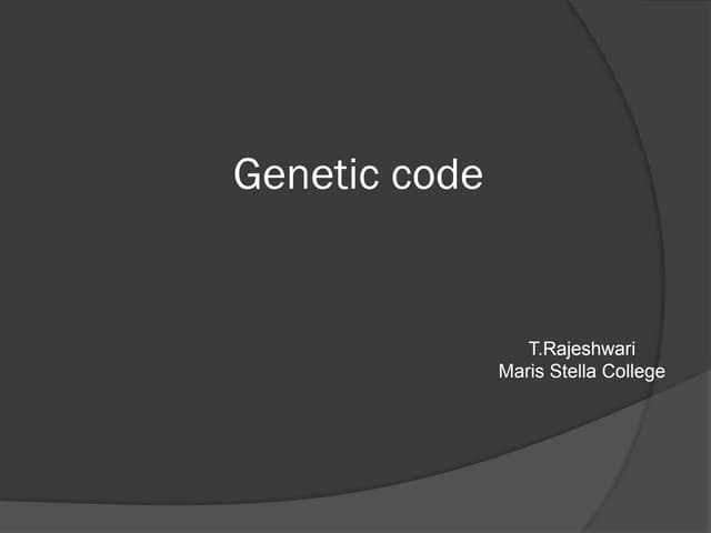 Genetic Code Ppt Pptx