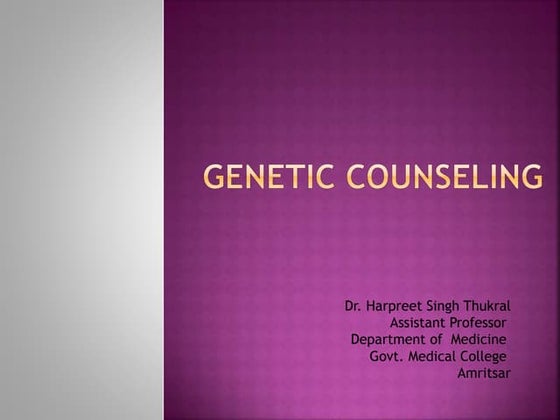 Genetic counseling: indications, types, purposes, beneficiaries, phases ...