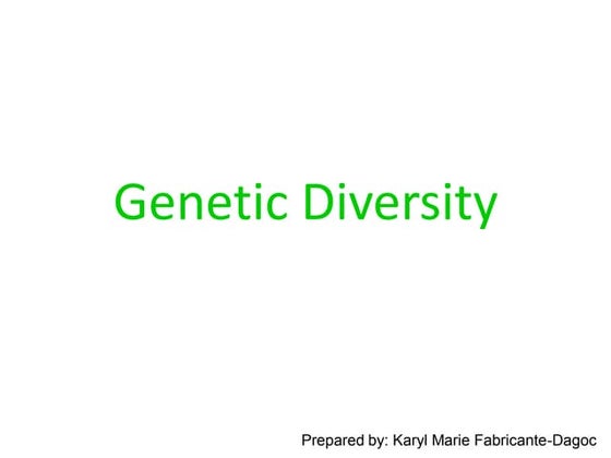 Genetics Chapter 24:Conservation Genetics | PPT
