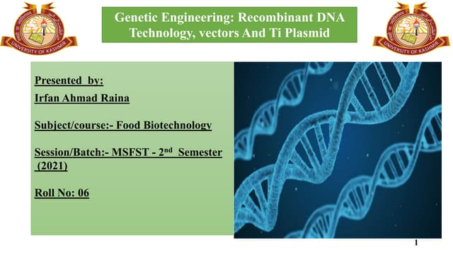 Recombinant dna technology | PPTX