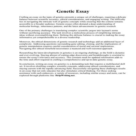 Genetic Essay. Research paper on genetics. How to Write a Genetic ...