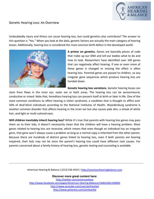 Could Hearing Loss be in Your DNA? | PDF