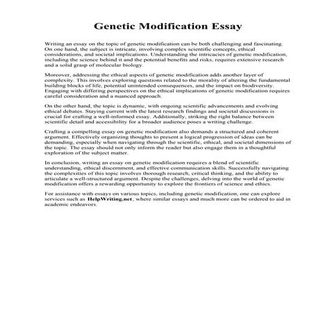 Genetic Modification Essay | PDF