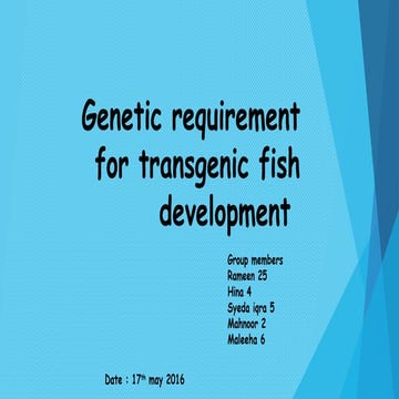 Genetic requirement for transgenic fish development | PPT