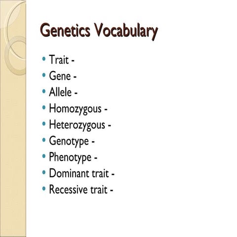 Genetics Vocab Slide | PPT