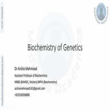 Biochemistry of Genetics - Nucleotides, purines, pyrimidines, DNA & RNA ...