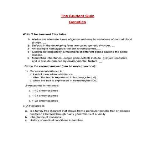 Genetics lesson1 | DOCX | Genetics | Science