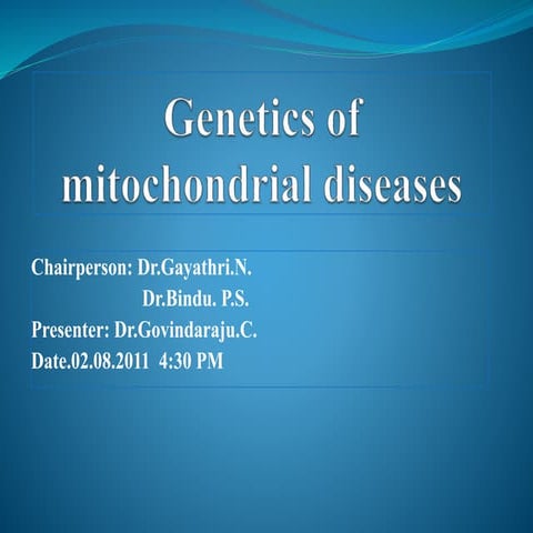 Genetics of mitochondrial diseases | PPT