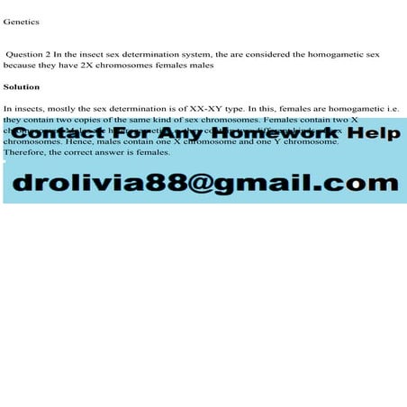 Genetics Question 2 In The Insect Sex Determination System Thpdf