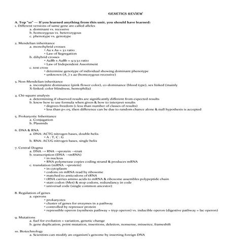 Genetics Review Pdf