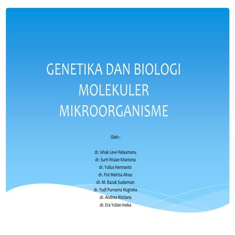 Genetika dan biologi molekuler mikroorganisme | PPTX