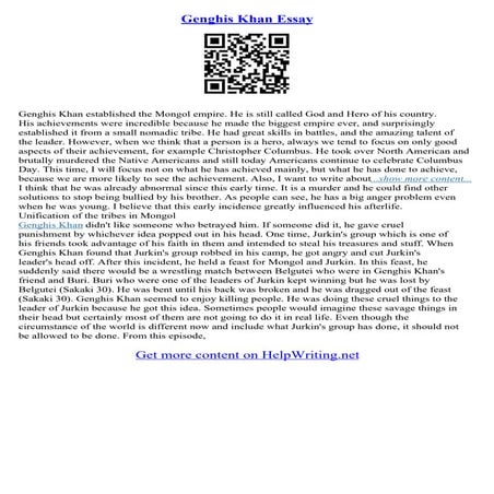 Genghis Khan Essay | PDF