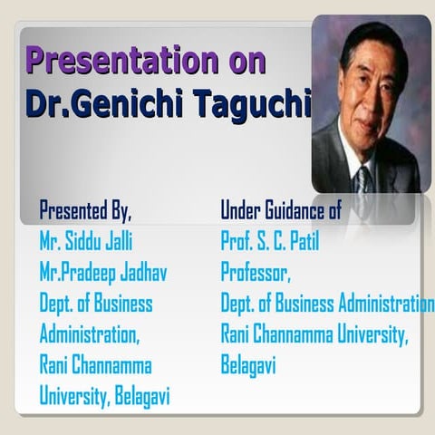 Genichi Taguchi and his Contribution to Quality.. | PPT