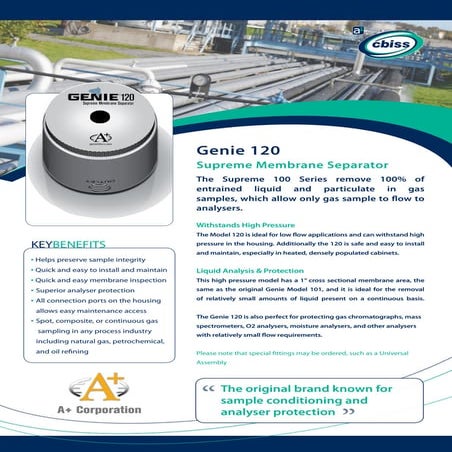 Genie supreme 120 membrane seperator datasheet | PDF