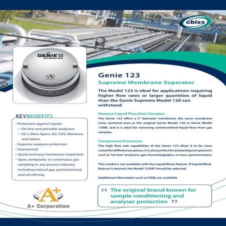 Genie supreme 123 membrane seperator datasheet | PDF