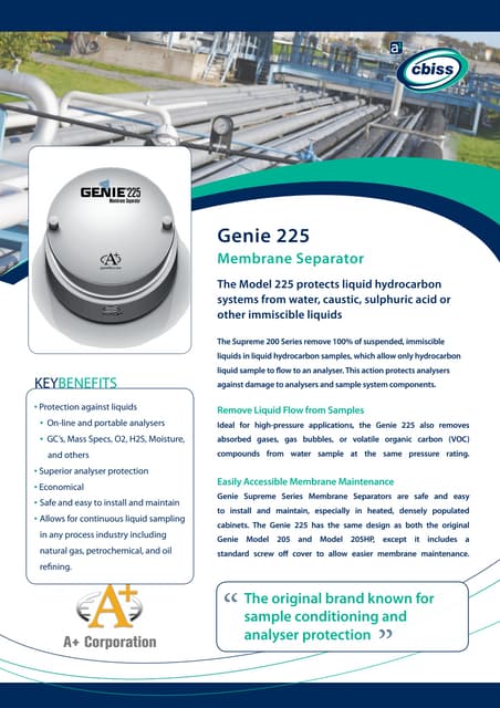 Genie supreme 123 membrane seperator datasheet | PDF | Chemistry | Science