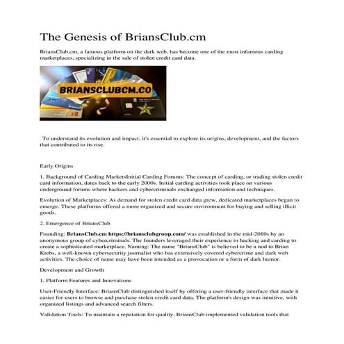 The Genesis of BriansClub.cm Famous Dark WEb Platform | PDF ...