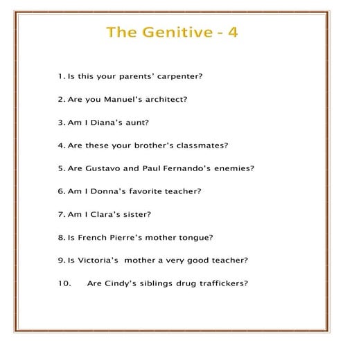 Genitive 4 | DOCX | Hobbies & Interests