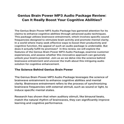 Genius Brain Power MP3 Audio Package Review_ Can It Really Boost Your ...