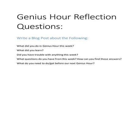 Genius hour reflection questions | DOCX