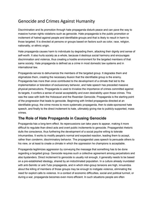 prevention of genocide and crime against humanity | PPTX | Death ...