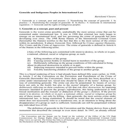 Genocide and indigenous peoples in international law | PDF | Death ...
