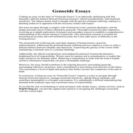 Genocide Essays. The Rwanda Genocide Essay Example Topics and Well ...