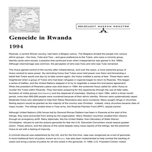 The Rwandan Genocide and the Eight Stages of Genocide | PPTX