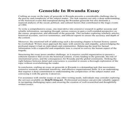 Genocide In Rwanda Essay. Rwandan Genocide Free Essay Sample on ...