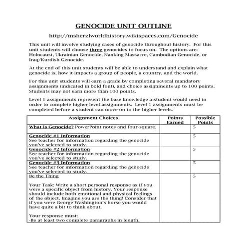 Genocide unit outline | DOCX