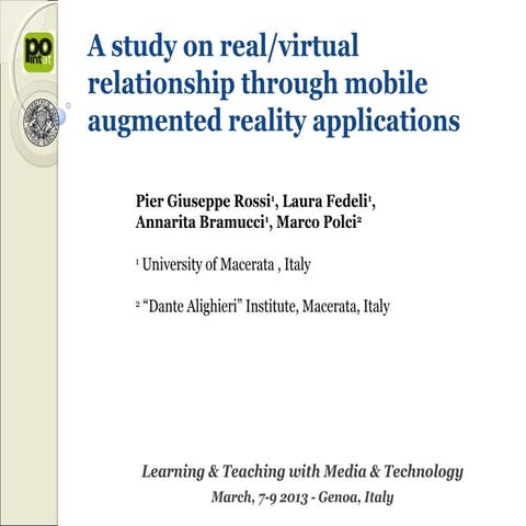A study on real/virtual relationship through mobile augmented reality ...