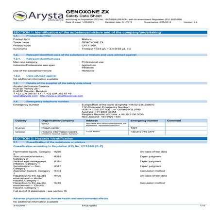 Genoxone zx msds | PDF