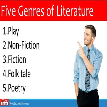 FIVE GENRES OF LITERATURE | PPTX | Poetry | Books and Literature