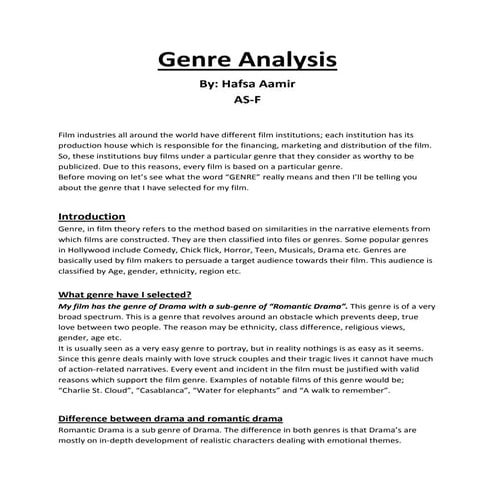 Genre analysis | DOCX | Romance | Genres