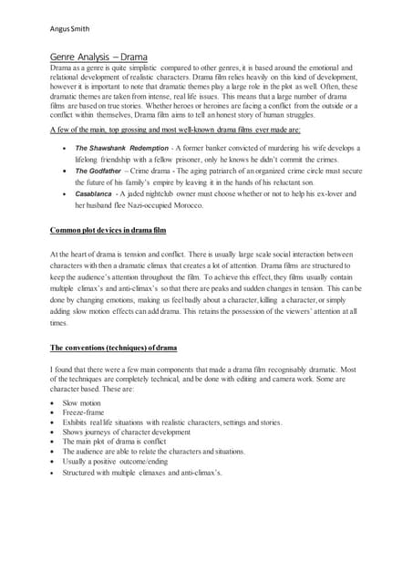 Genre analysis edited | DOCX | Movies | Entertainment