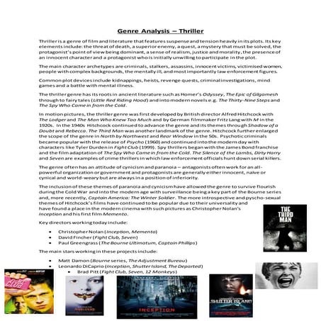 Genre analysis thriller | PDF