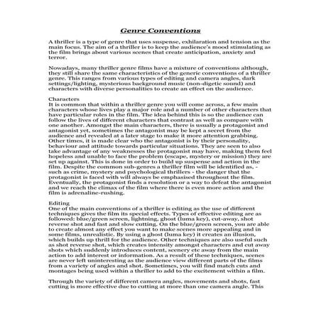 Genre Conventions | DOCX | Photography | Arts and Crafts