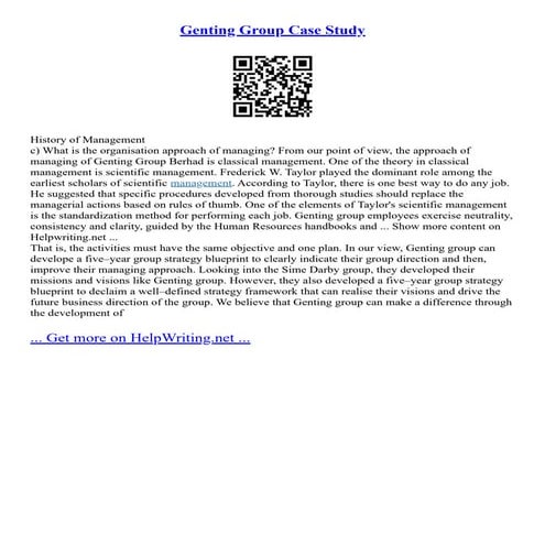 Genting Group Case Study | PDF