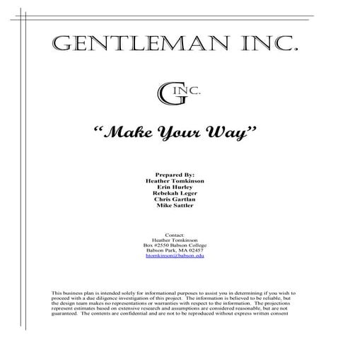 Student Project: Business Plan Presentation in 2004 | PDF