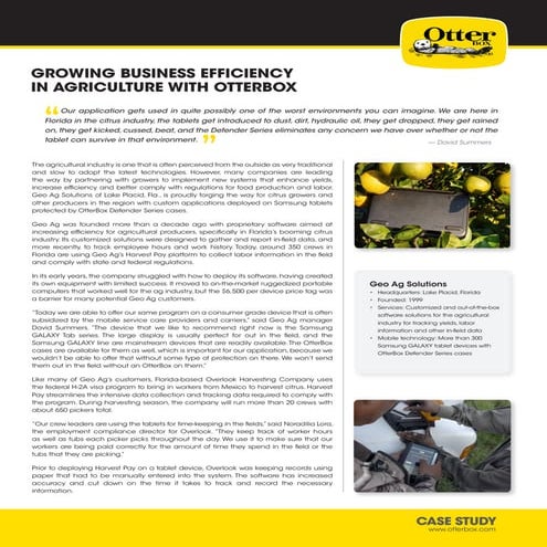 Case Study: Growing Business Efficiency in Agriculture with OtterBox | PDF