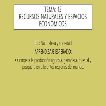 TEMA: 13 Recursos naturales y espacios económicos | PPTX