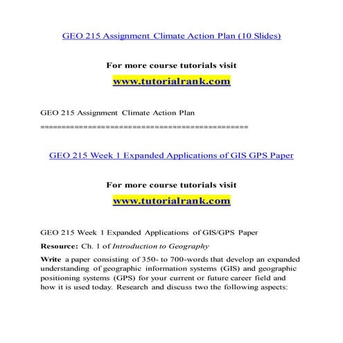 GEO 215 Effective Communication/tutorialrank.com