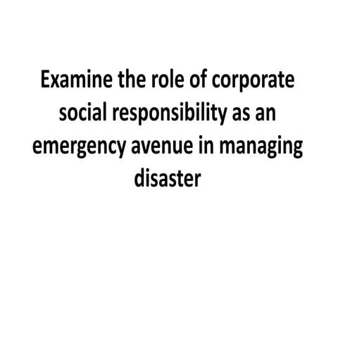 Role of corporate social responsibility as an emergency avenue in ...