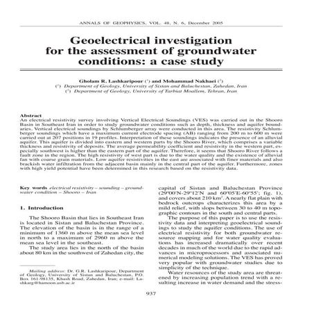 Geoelectrical investigation | PDF