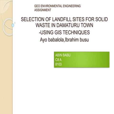 Geo environmental engineering assignment | PPTX